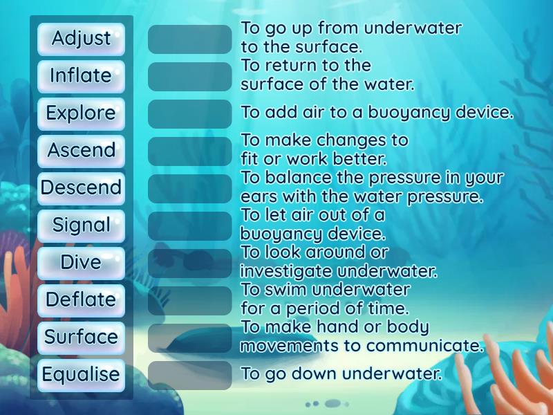 Scuba diving verbs by London Centre of English Wlodawa - Match up