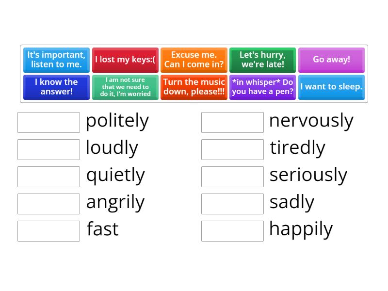 Adverbs Match Match Up