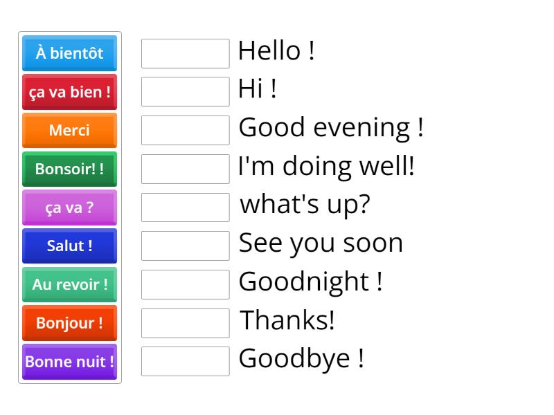 Basic French greetings - Match up