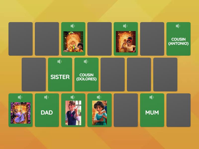 FAMILY VOCABULARY ENCANTO - Matching pairs