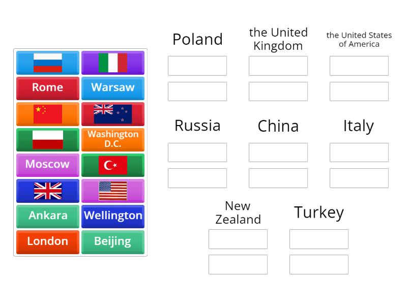 Countries and their capitals - Групповая сортировка