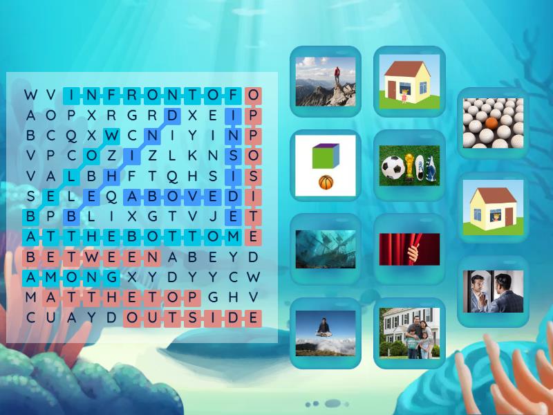 Prepositions (pre-intermediate) - Wordsearch