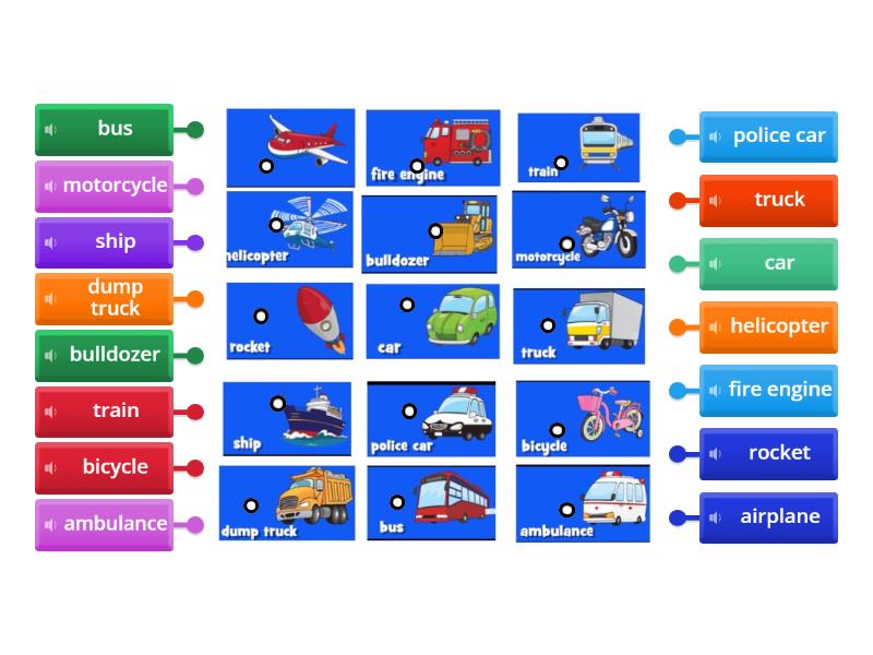 Vehicles match - Labelled diagram
