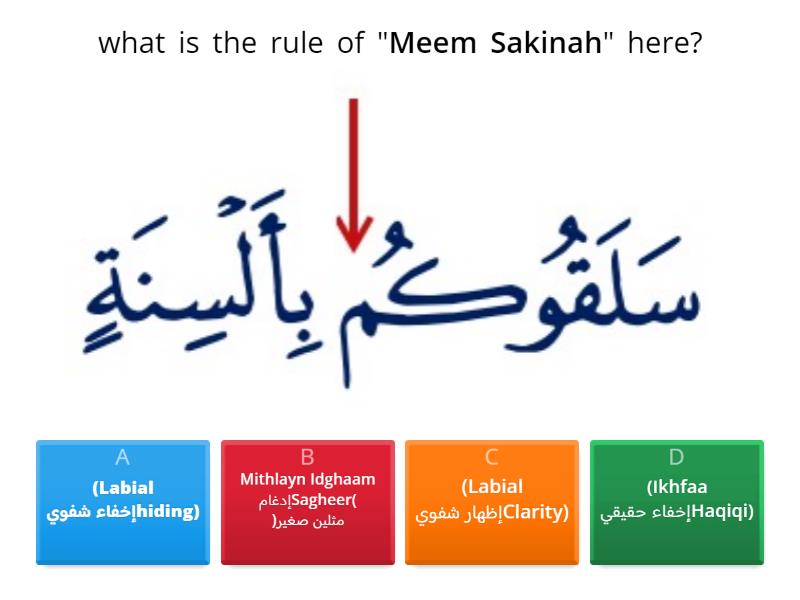 Meem Sakinah and "Meem & Noon with SHaddah" rules. - Quiz