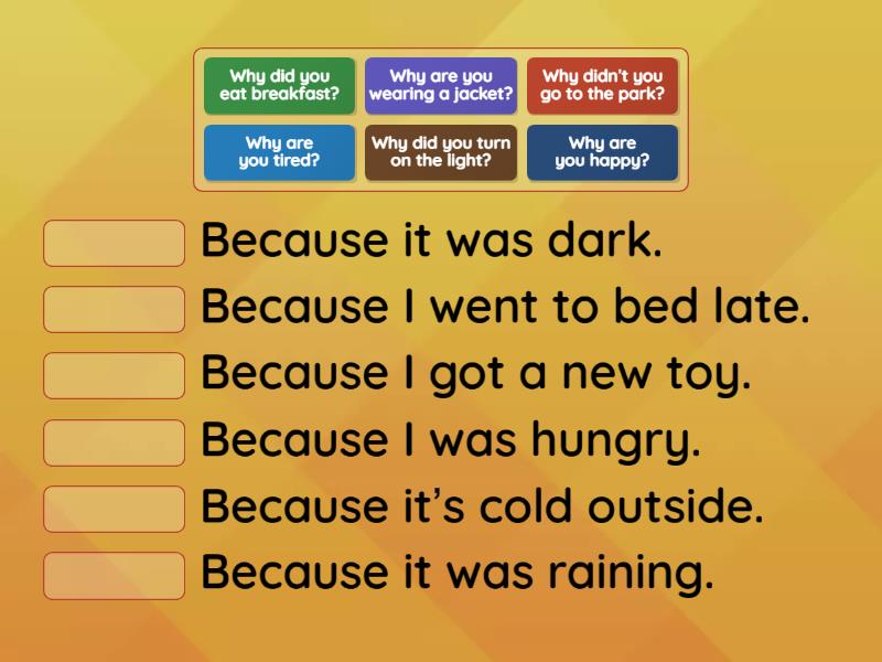 Why and because - Match up