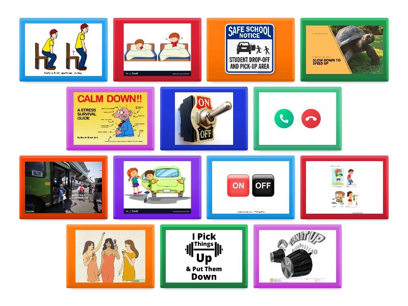 14 basic phrasal verbs - Flip tiles