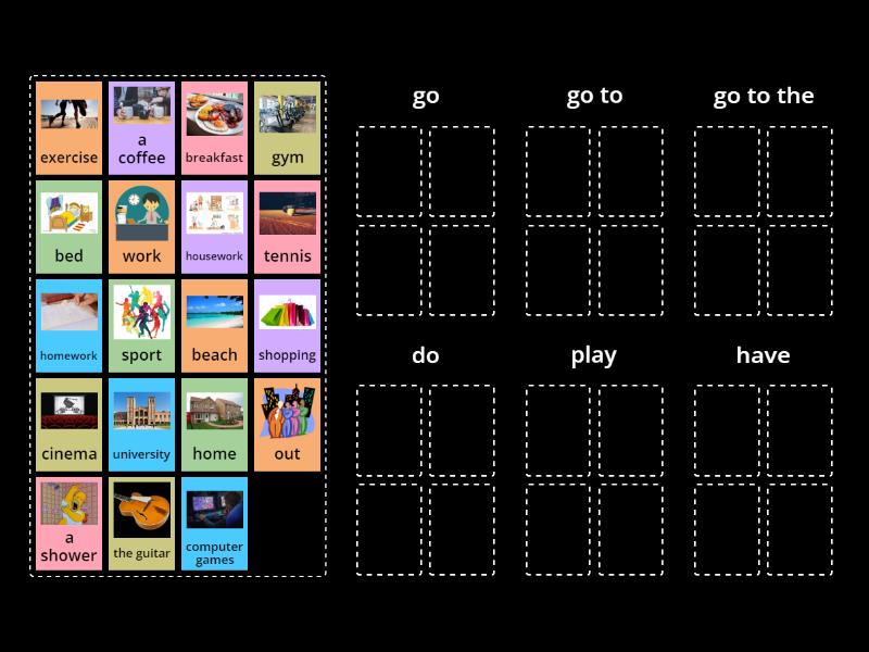English File Beginner Vocabulary TB (4-Verb Circles) - Ordenar por grupo