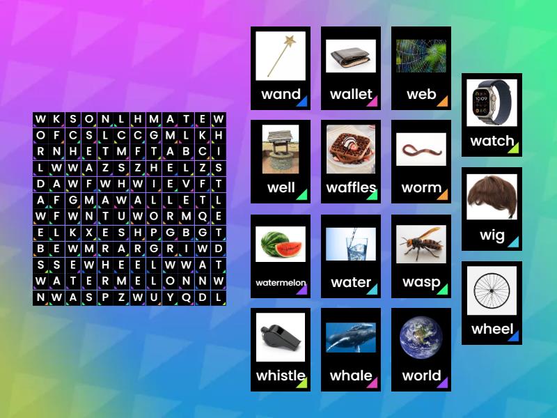 Letter w - word search - MEIE - Wordsearch