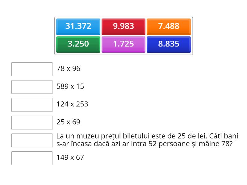 Inmultiri clasa a 4 a - Match up