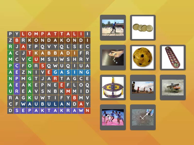 Warisan Permainan Tradisional Malaysia - Wordsearch