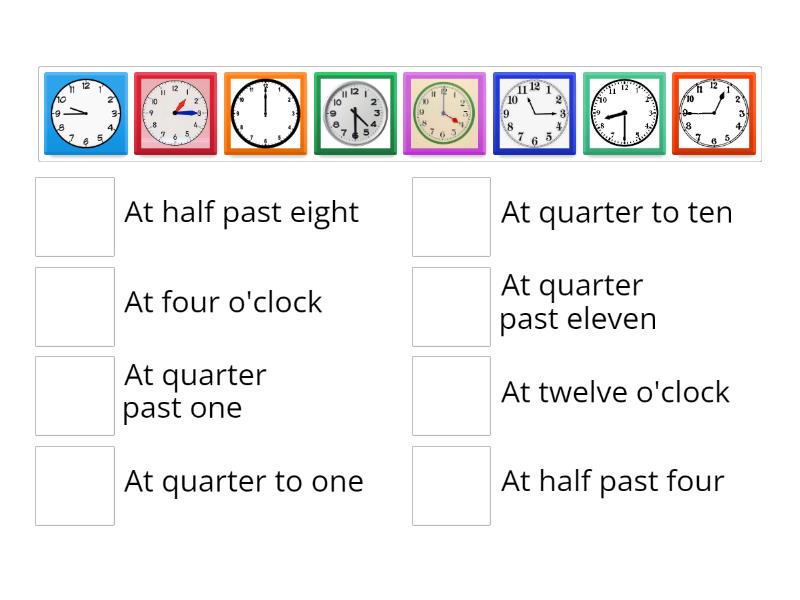Telling time (half past, quarter to/ past) - Match up