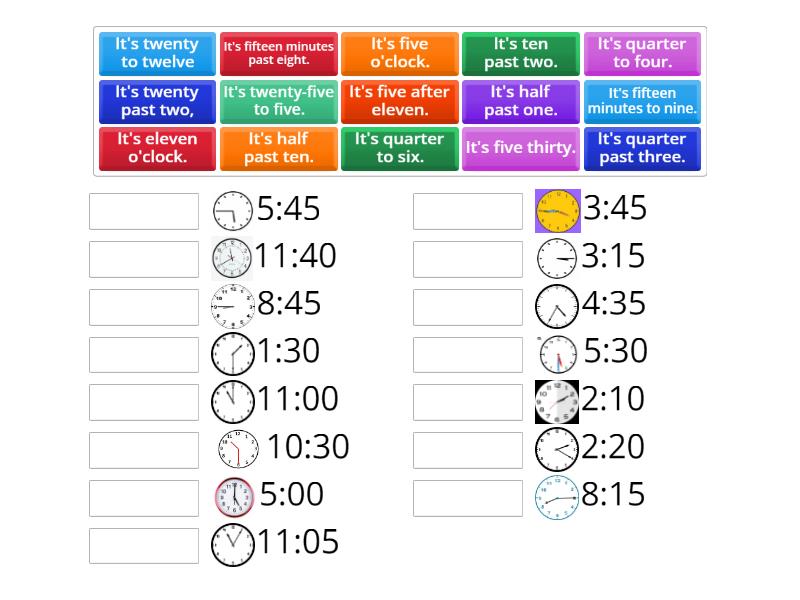 telling time - Match up