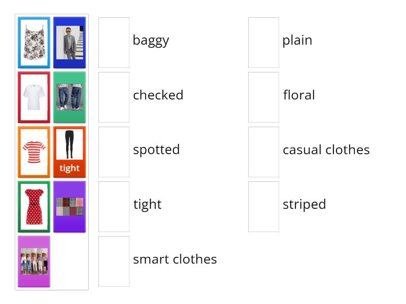 Go Getter 4 Unit 1 (1.1) Describing clothes - Сопоставить