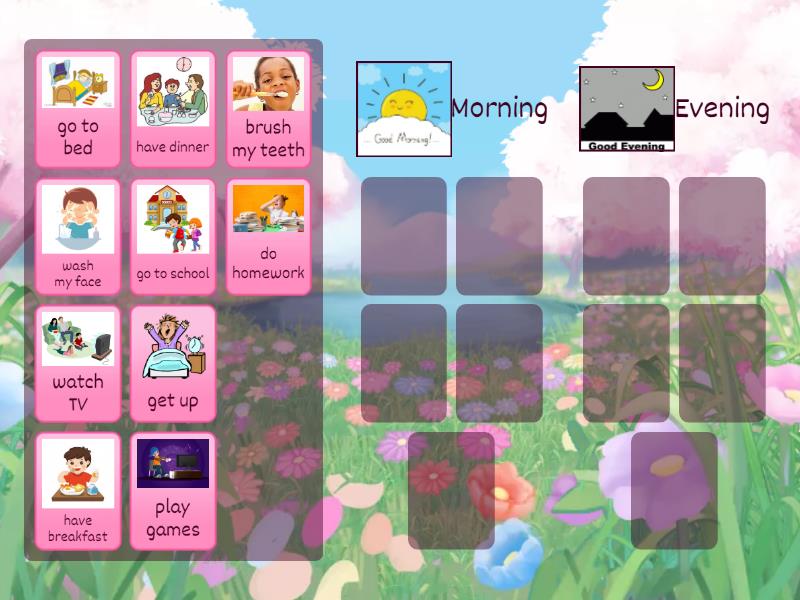 Morning/evening activities - Group sort
