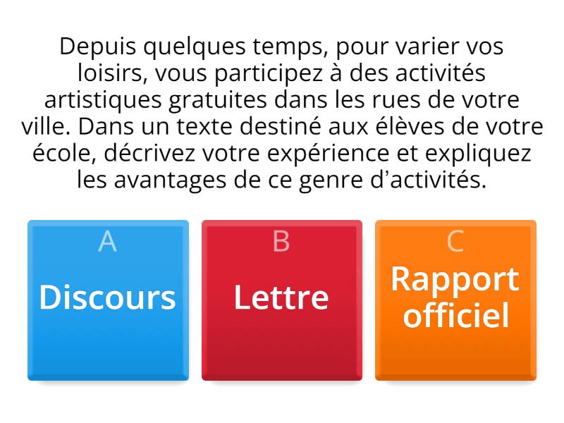 IB - choisir le bon type de texte (paper 1 - SL) - Quiz