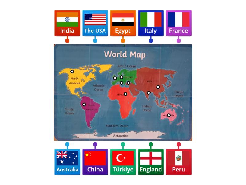 Continent-Country Match - Labelled diagram