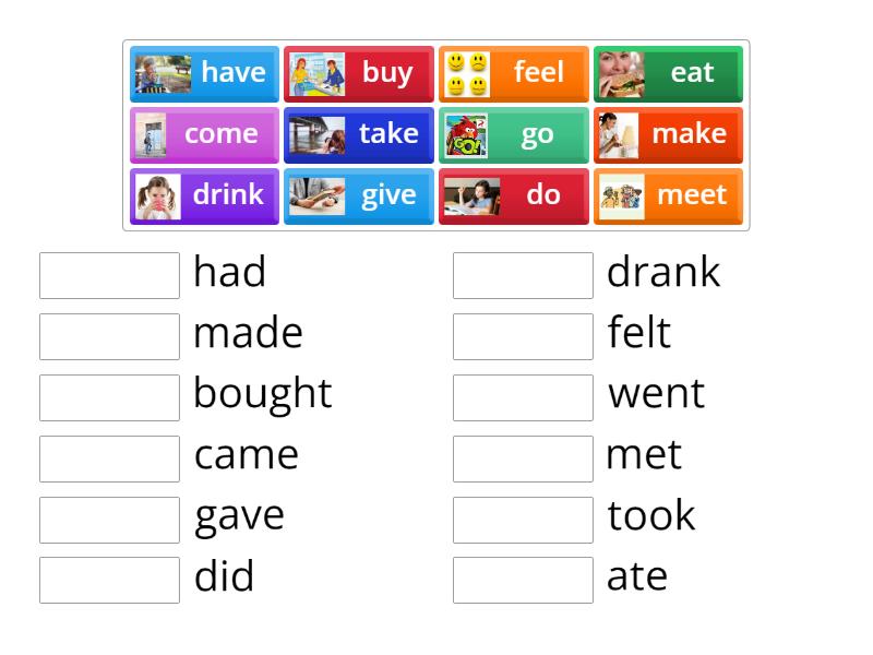 Irregular verbs. MATCH 2 - Match up