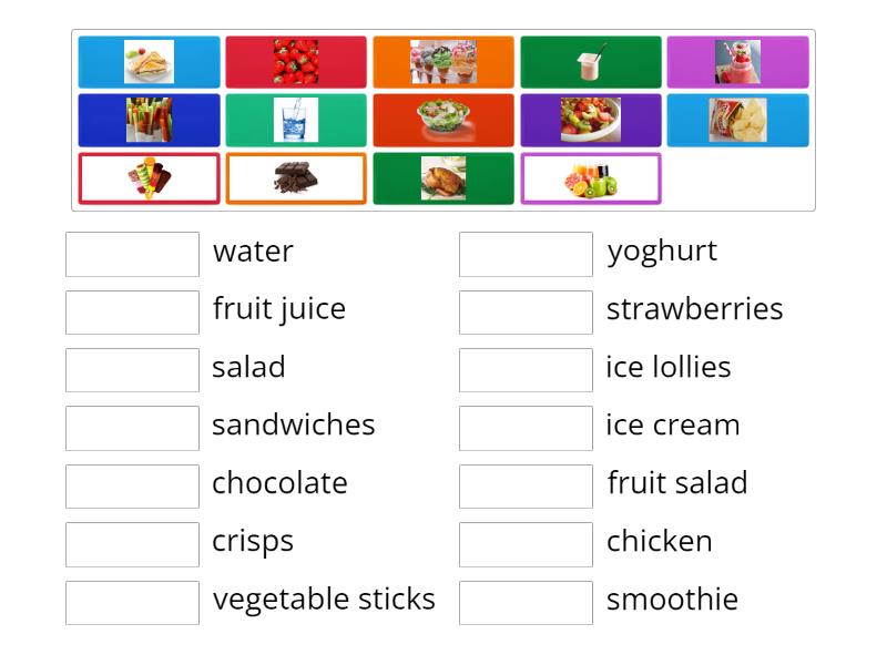 Tiger 3 - Unit 4 - Food We Like - Vocabulary - Une las parejas
