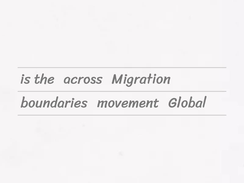 the Sentences: Global Migration - Unjumble