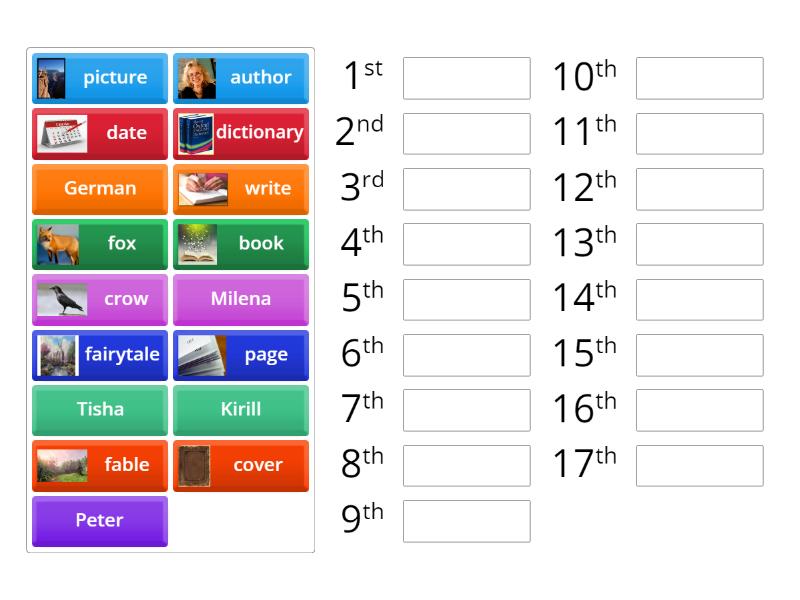 Dictionary (Alphabetical order) - Rank order