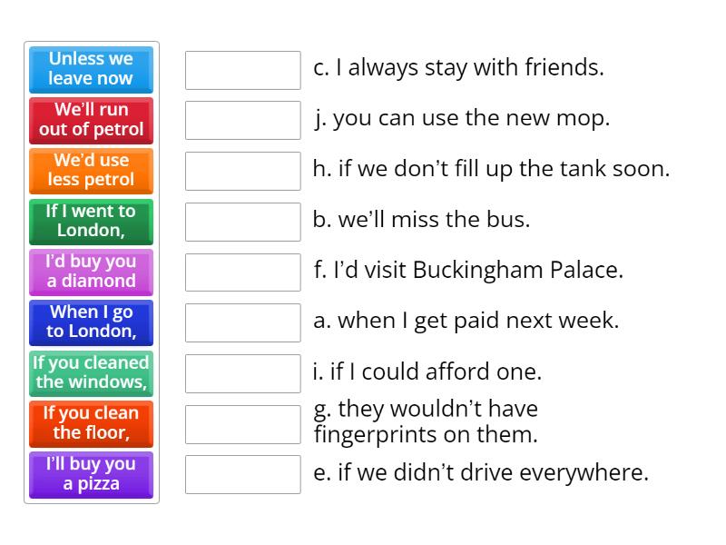 Match to form conditional sentences - Match up