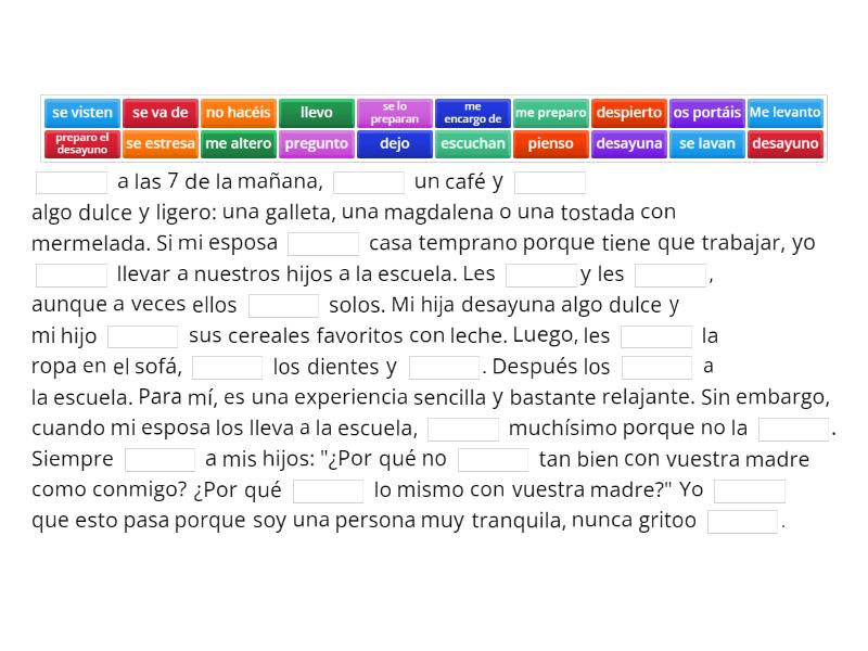 La rutina diaria de mi familia - Complete the sentence