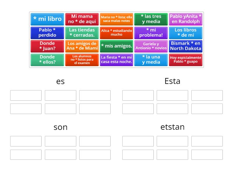 game- ser and estar - Group sort
