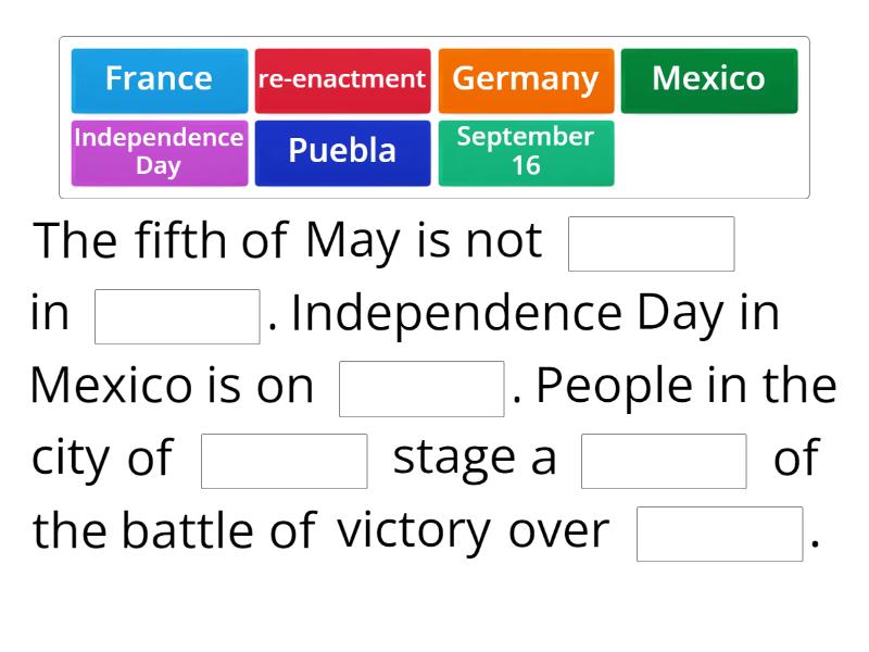 Cinco de Mayo fill in the blanks - Missing word