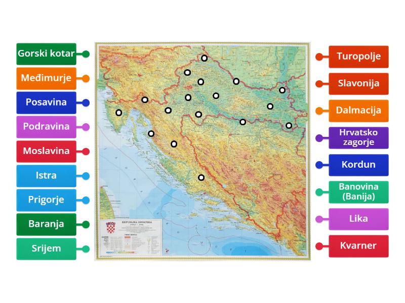 Tradicijske (povijesne) regije Hrvatske - Labelled diagram
