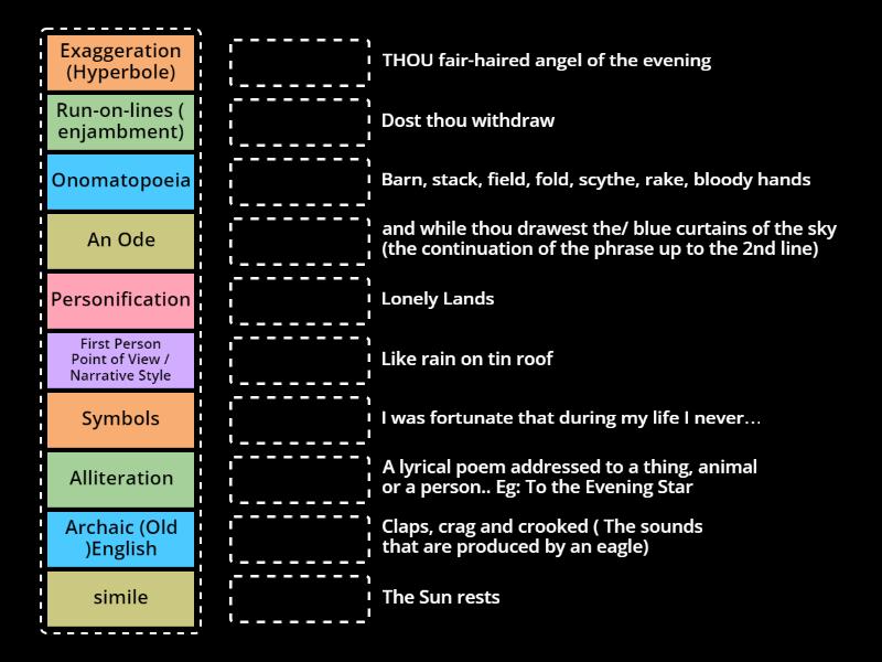 Literary Techniques - Match up