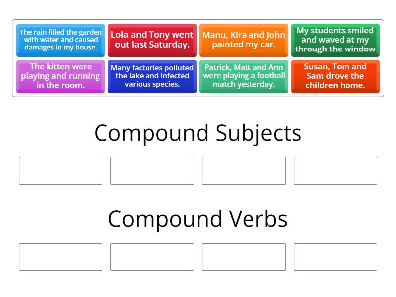 Simple and Compound Verbs and Subjects - Ordenar por grupo