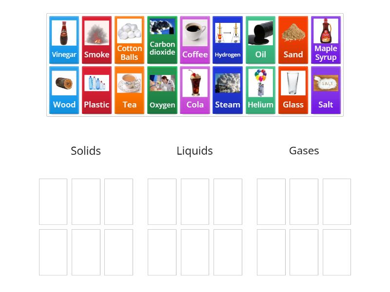 Classifying Solids, Liquids, and Gas - Group sort