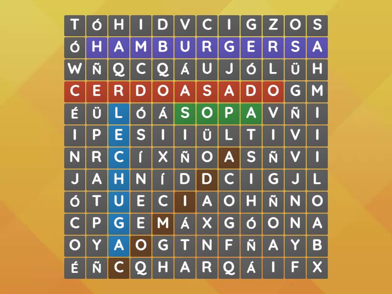 sopa de letras *comida* - Wordsearch