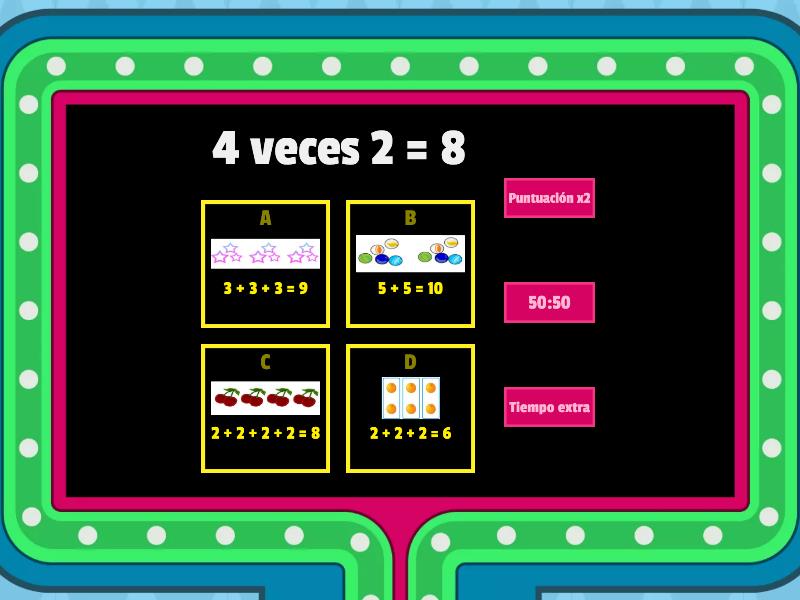 Multiplicaciones y sumas repetidas-concurso - Gameshow quiz