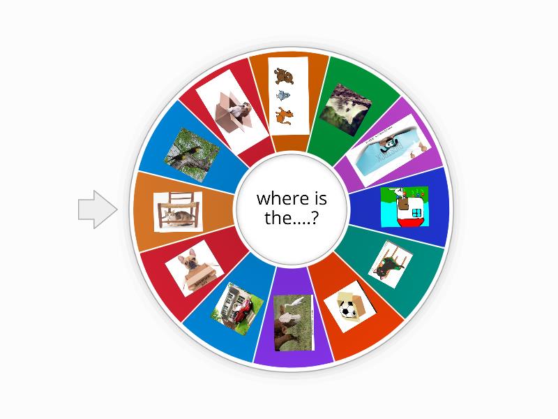 prepositions of place - Spin the wheel