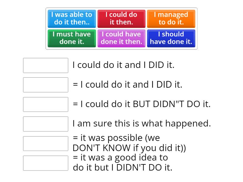Modals in the past;-) - Match up