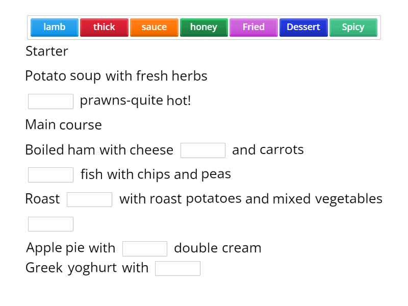 Rosie's Kitchen - Complete the sentence