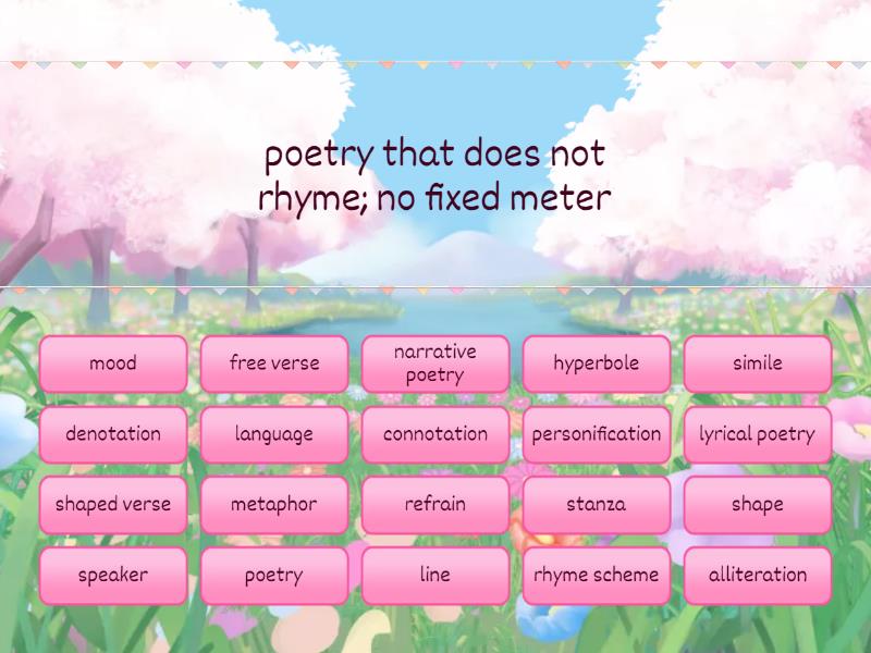 Poetry Vocabulary - Find the match