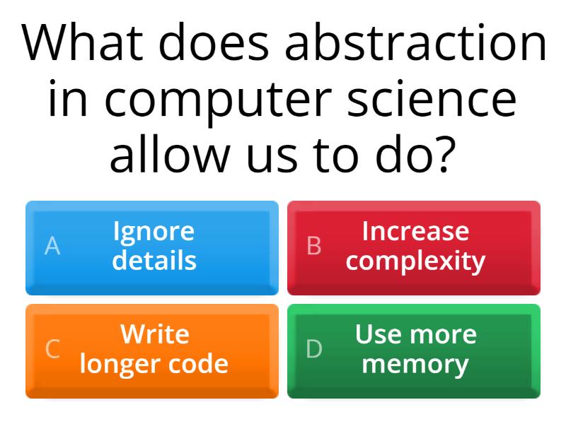 Understanding Abstraction in Computer Science - Sohanth, Shivank, Evin, Kara - Quiz