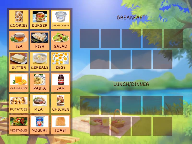 MEALS: BREAKFAST- LUNCH-DINNER - Group sort