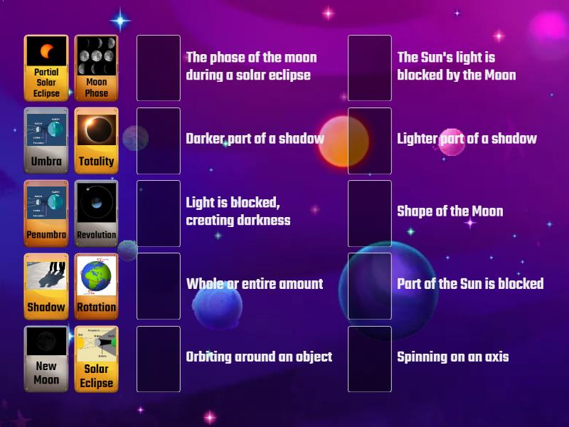 Solar Eclipse Vocabulary - Match up