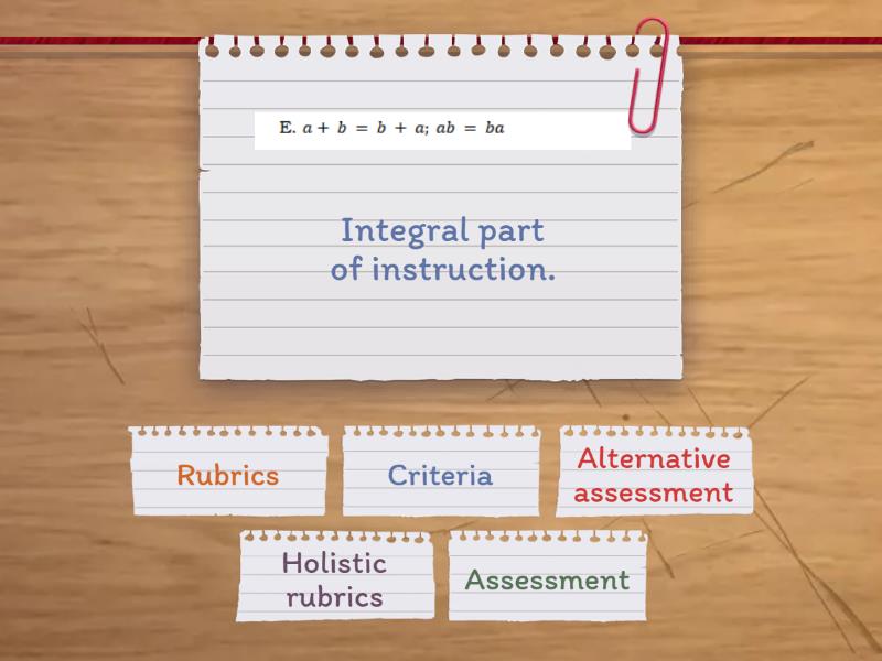 Rubrics for Assessment - Find the match