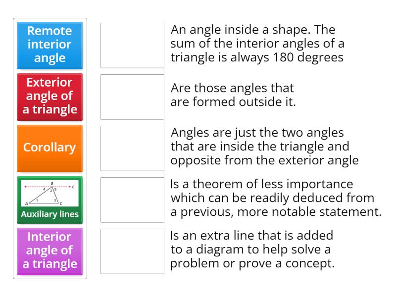 Theorems about triangle angles - Match up