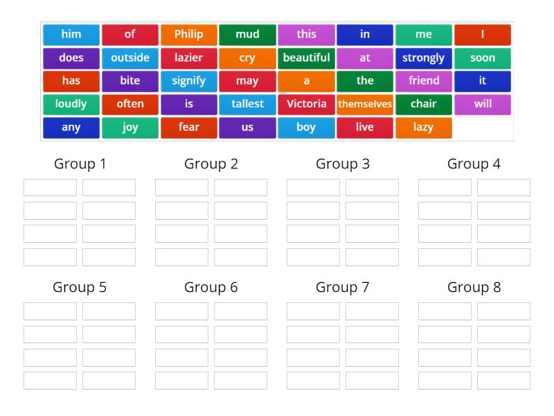 Types of words - Group sort