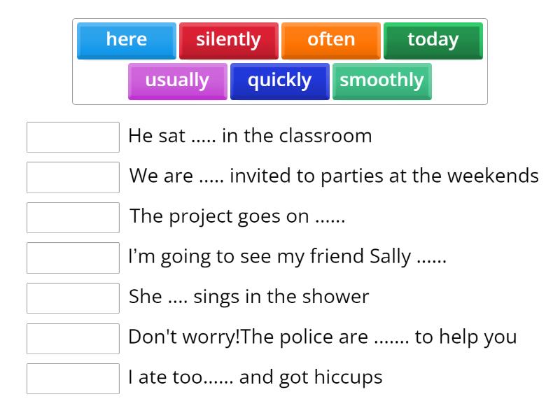 Adverbs 8 grade - Match up