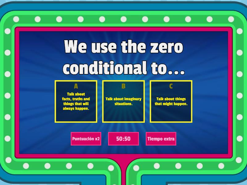 Zero, first, second and third conditionals - Gameshow quiz