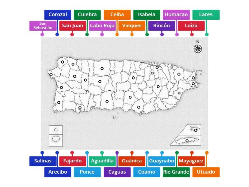 Pueblos de Puerto Rico - Diagrama con etiquetas