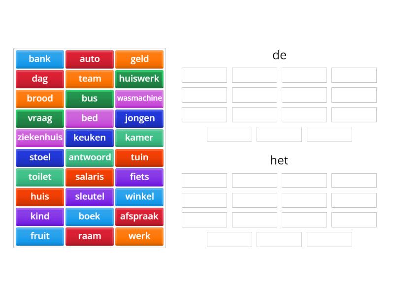 de of het - Group sort