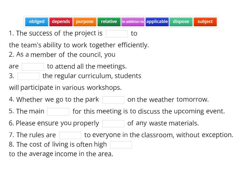 Real estate taxes - Vocabulary Revision - Complete the sentence