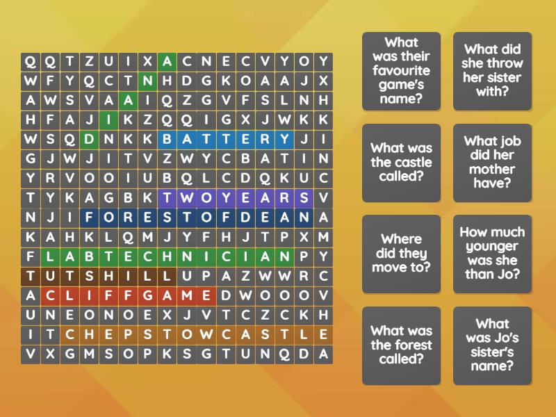 Who is JK Rowling? Chapter 1 - Wordsearch